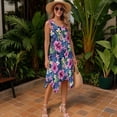 Binienty Tropical Hibiscus Theme Asymmetric Beach Long Dress, Side ...
