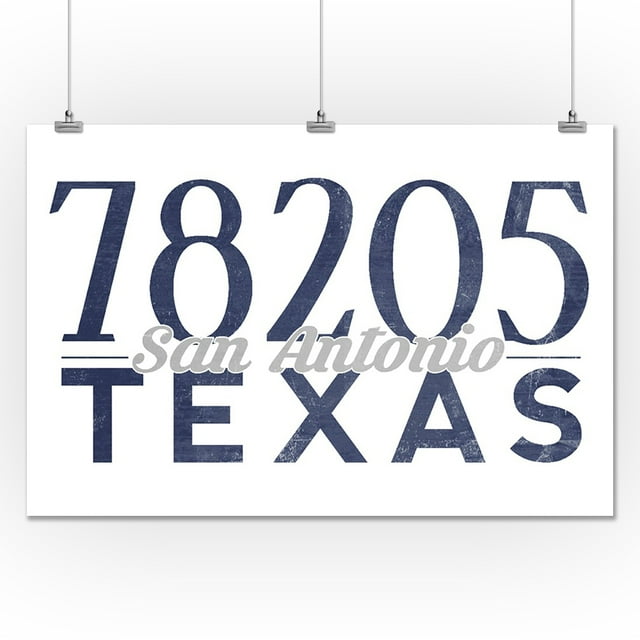 San Antonio, Texas - 78205 Zip Code (Blue) - Lantern Press Artwork ...