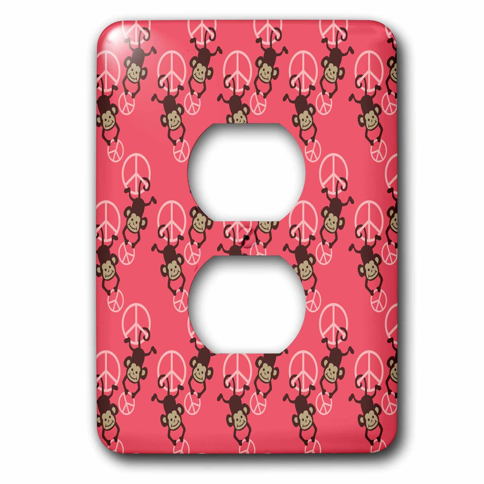Pink Peace Signs with Monkeys - Adorable Cute Animals 2 plug outlet ...