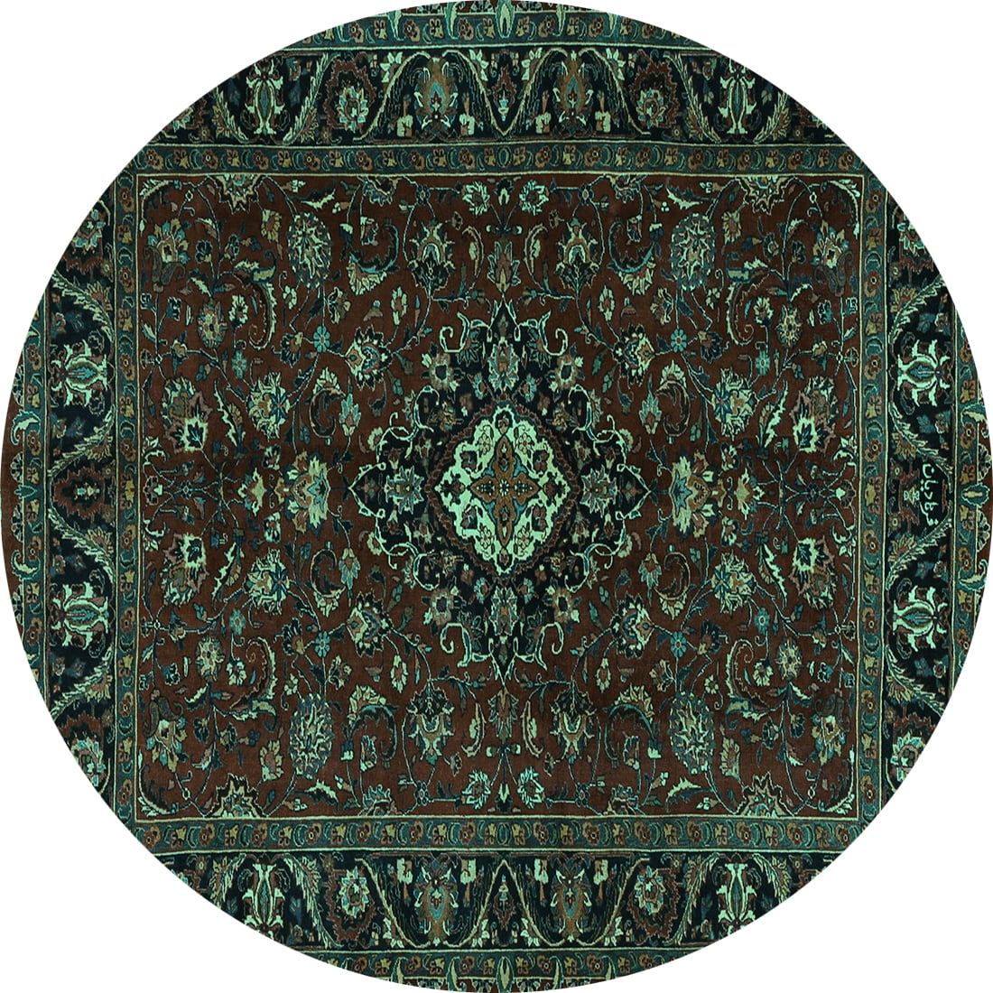Ahgly Company Indoor Round Persian Turquoise Blue Traditional Area Rugs ...