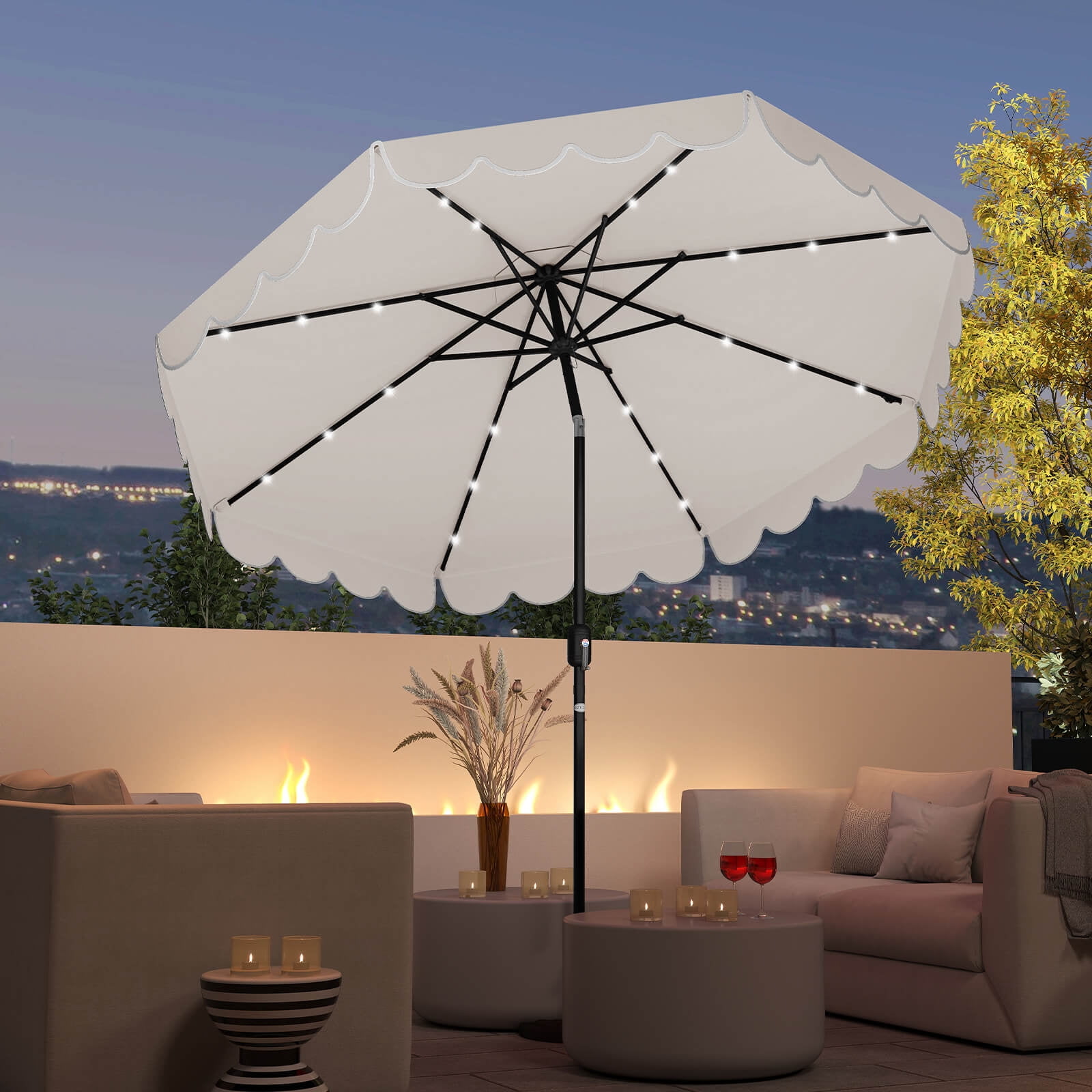 Click here for Costway 9.3 Ft Solar Patio Umbrella Outdoor Market... prices