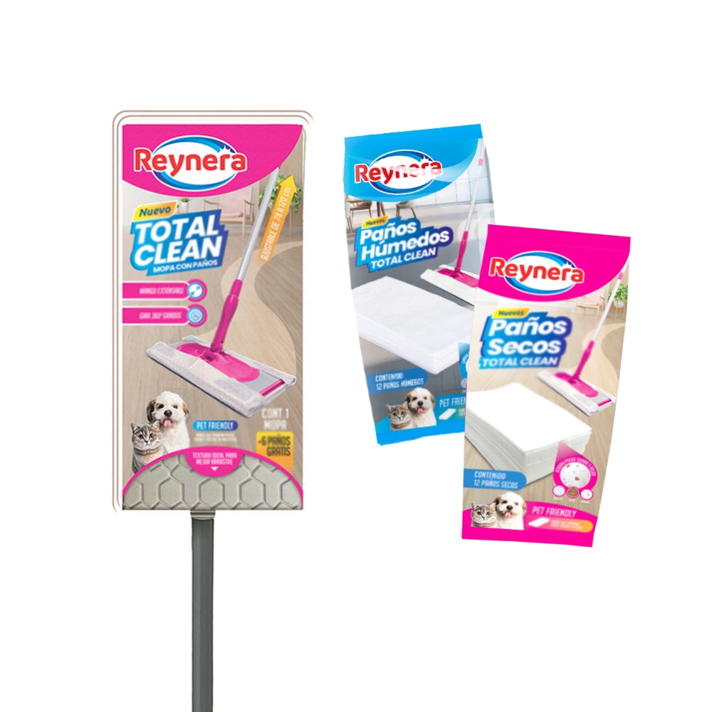 Mop Total Clean Con Repuestos De Toallas Secas Y Humedas Reynera | Walmart en línea