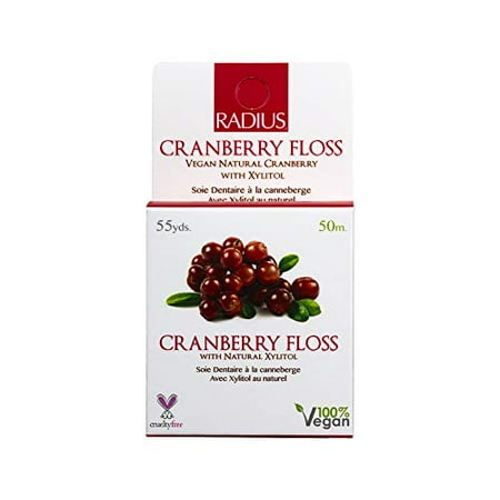 RADIUS Vegan Xylitol Cranberry Dental Floss 55 yards Naturally ...