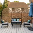 MAYEERTY Brown Arched Galvanized Metal Privacy Screen, Outdoor Garden ...