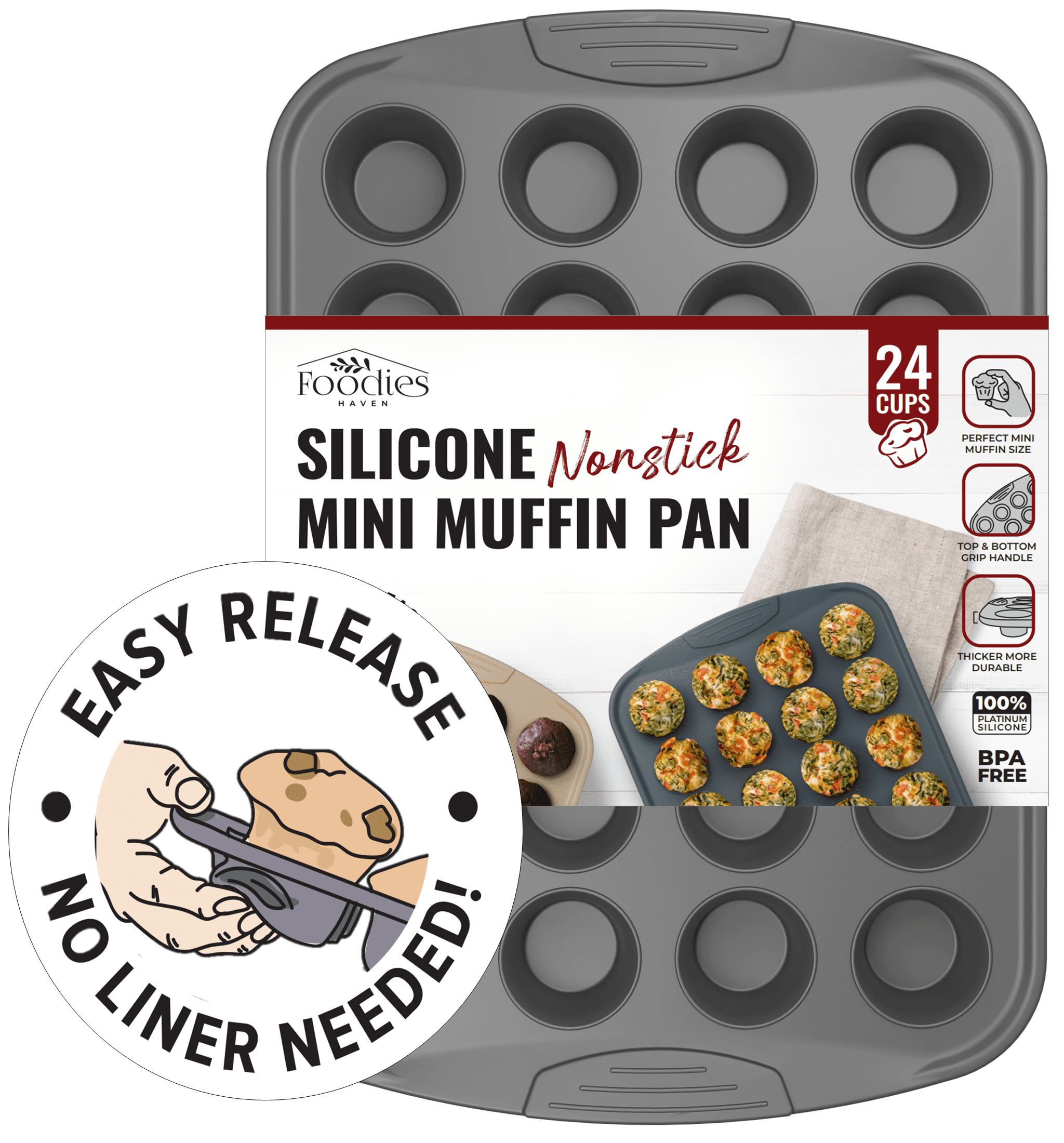 Silicone Mini Muffin Pan 24-Cup Mini Cupcake Molds for Baking - Walmart.com
