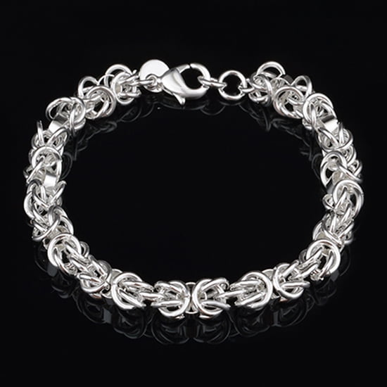 Jiaroswwei Women's Fashion 925 Sterling Silver Bracelet Bangle Chain ...