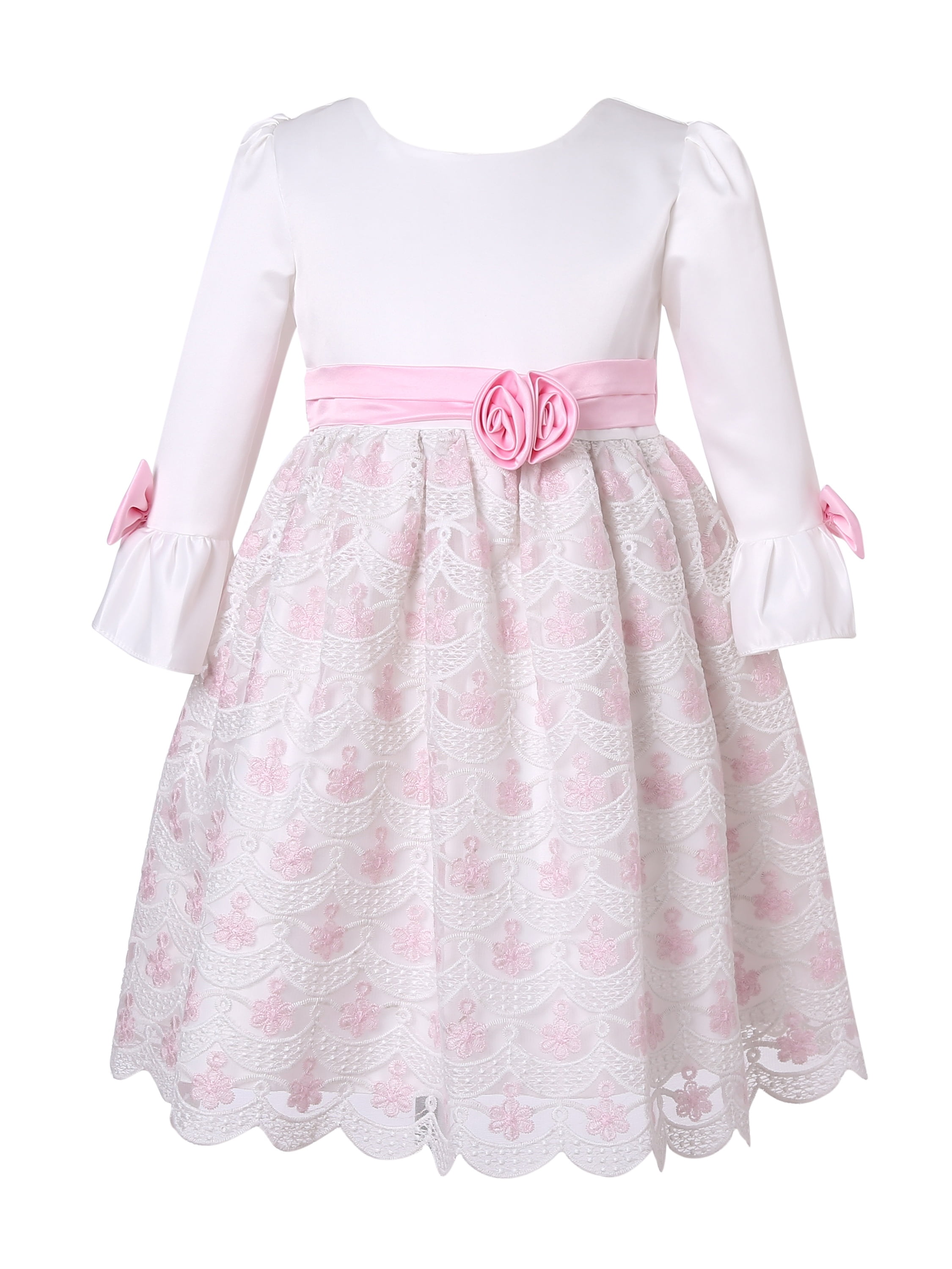 Little Girls Pink White Floral Adorned Party Dress 4 - Walmart.com