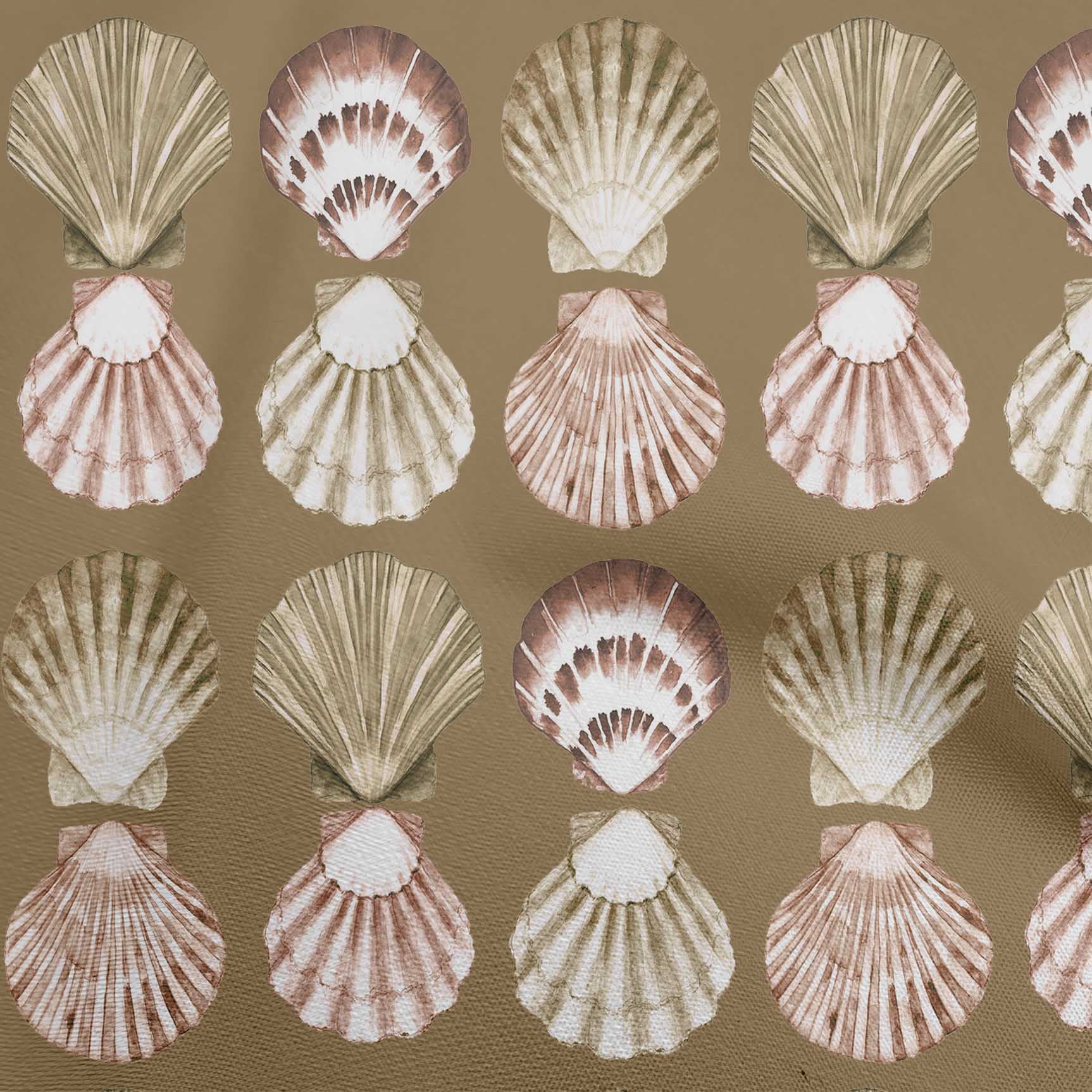 oneOone Velvet Brown Fabric Sea Shells Ocean Quilting Supplies Print ...