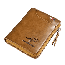 DEFNES Men Genuine Leather RFID Anti-scanning Anti-Theft Zipper Wallet ...