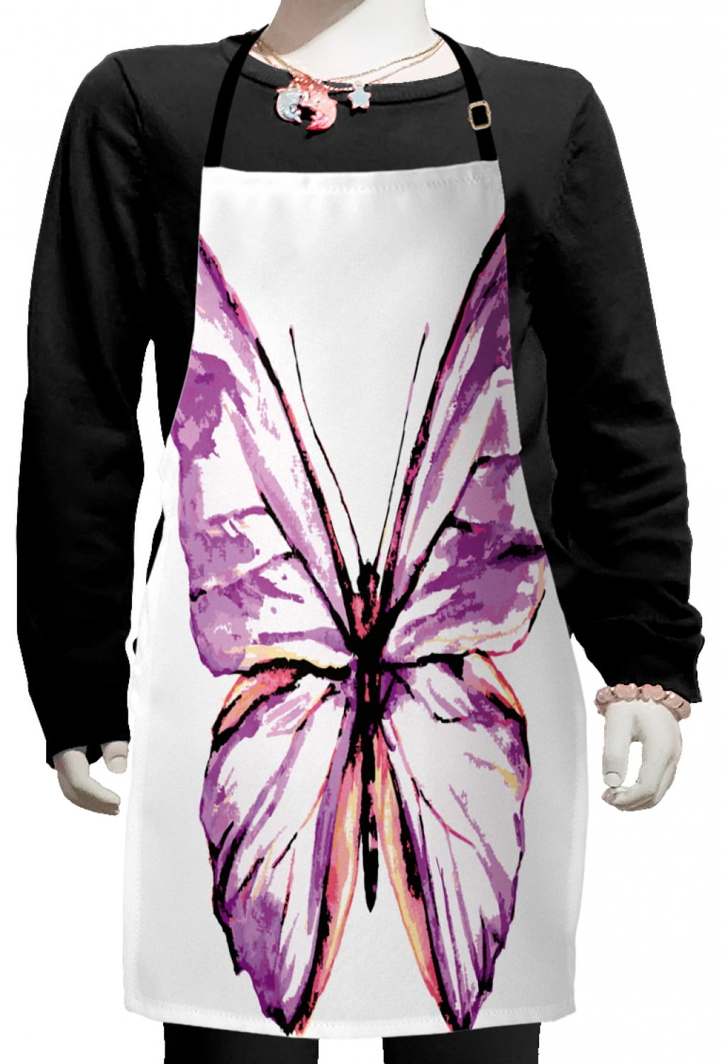 Animal Kids Apron, Butterfly Design in Watercolors Wings Moth Vintage ...