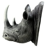 Ebros Safari Black Rhino Wall Plaque 14.5"Tall Taxidermy Rhinoceros Art ...