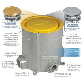 Hubbell Raco 6239BP Brass Plated Concealed Receptacle Floor Box Kit ...