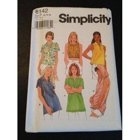 Simplicity 8142 Sewing Pattern, Misses' Tops, Size P (12,14,16 ...