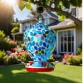 VOREEN Glass Mosaic Hummingbird Feeders, Handmade 34OZ with Ant Moat ...
