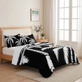 96x106in Quilt Bedding Set, Summer Palm Tree on Black Lightweight ...