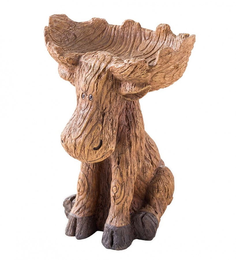 Plow & Hearth Resin Moose Birdbath - Walmart.com