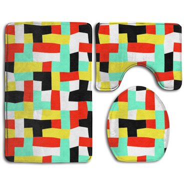 ABPHQTO White Buffalo Plaid 3 Piece Bathroom Rugs Set Bath Rug Contour ...