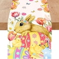 Breathable Linen Fabric Runner In Classical Easter Bunnies Print For ...