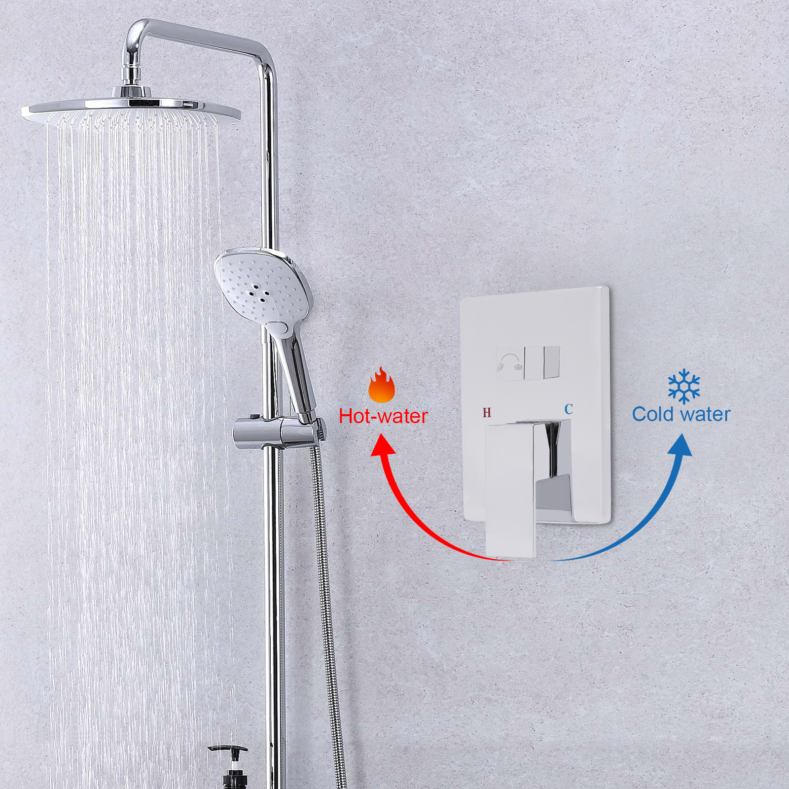 Miumaeov Shower Mixer Valve, Wall Mount 2 Function Shower Faucet Valve ...