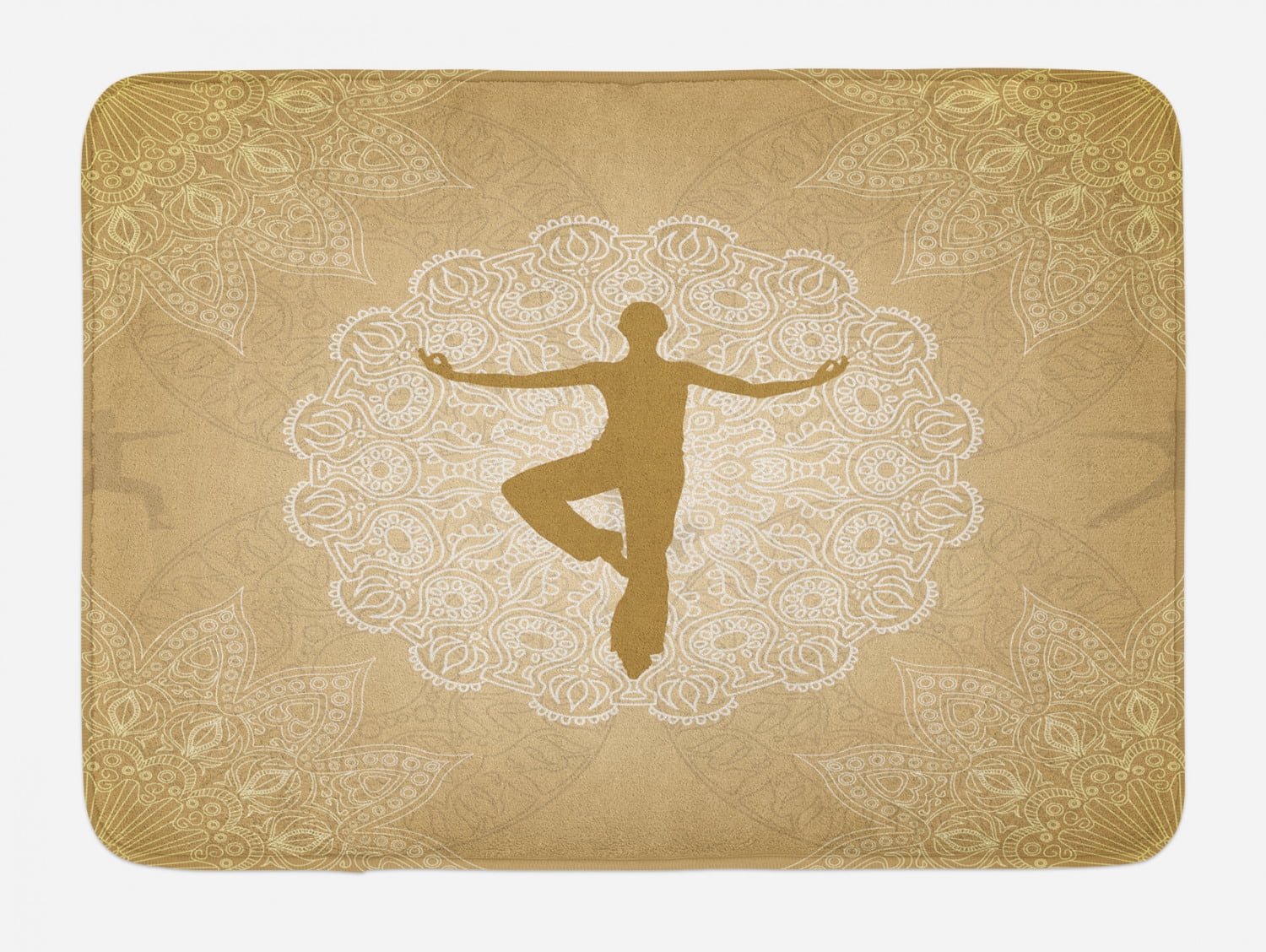 Yoga Bath Mat, Authentic Mandala Inspired Composition Man Posture Asana ...