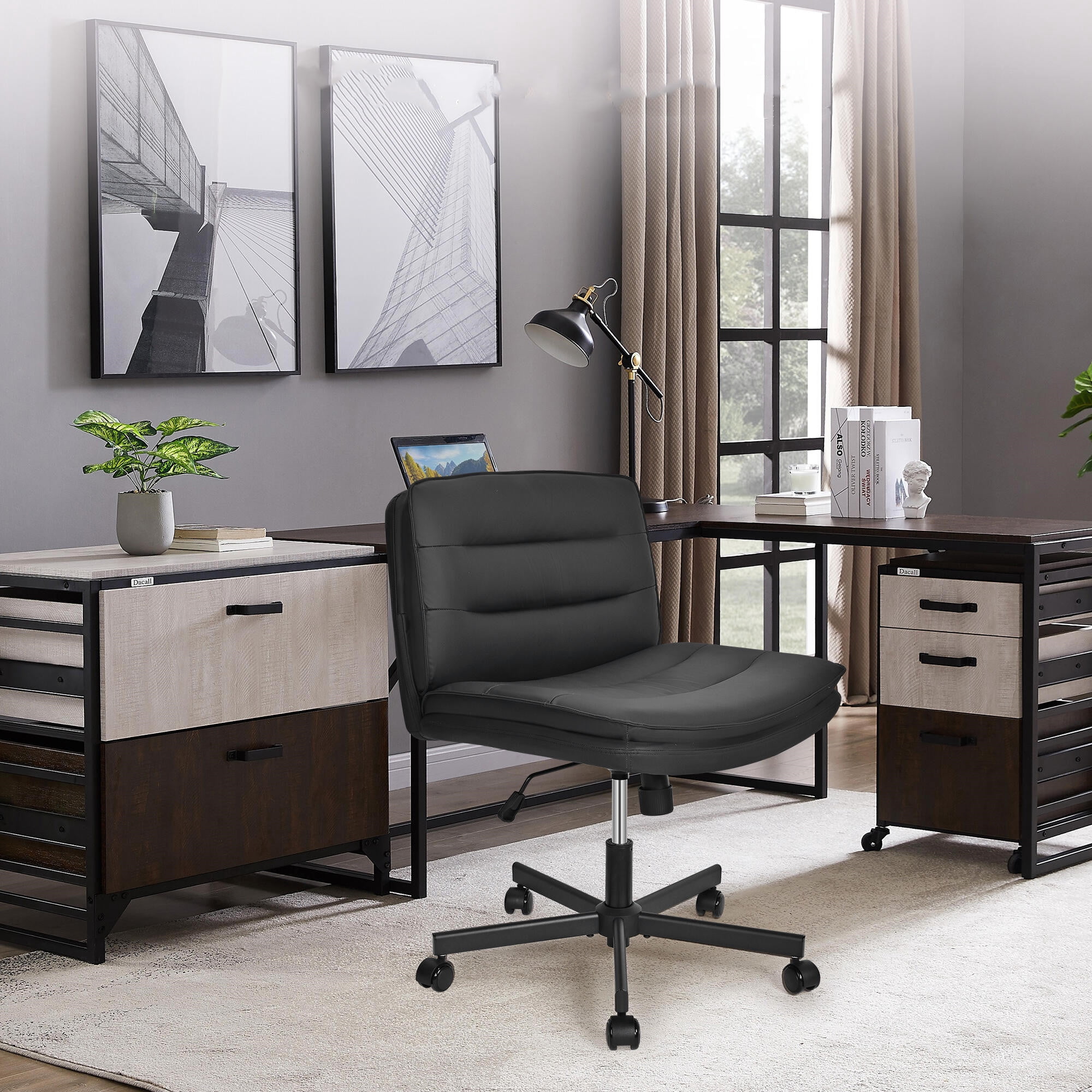 Click here for Moustache Wide Comfy Pu Leather Desk Chair  Mid Ba... prices