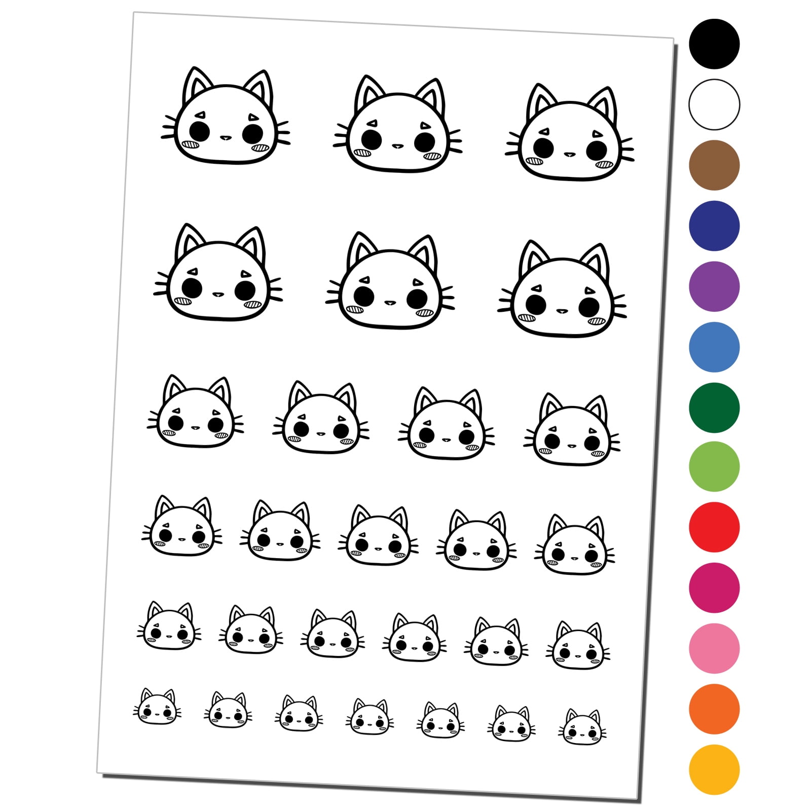 Charming Kawaii Chibi Cat Kitten Face Blushing Cheeks Water Resistant ...