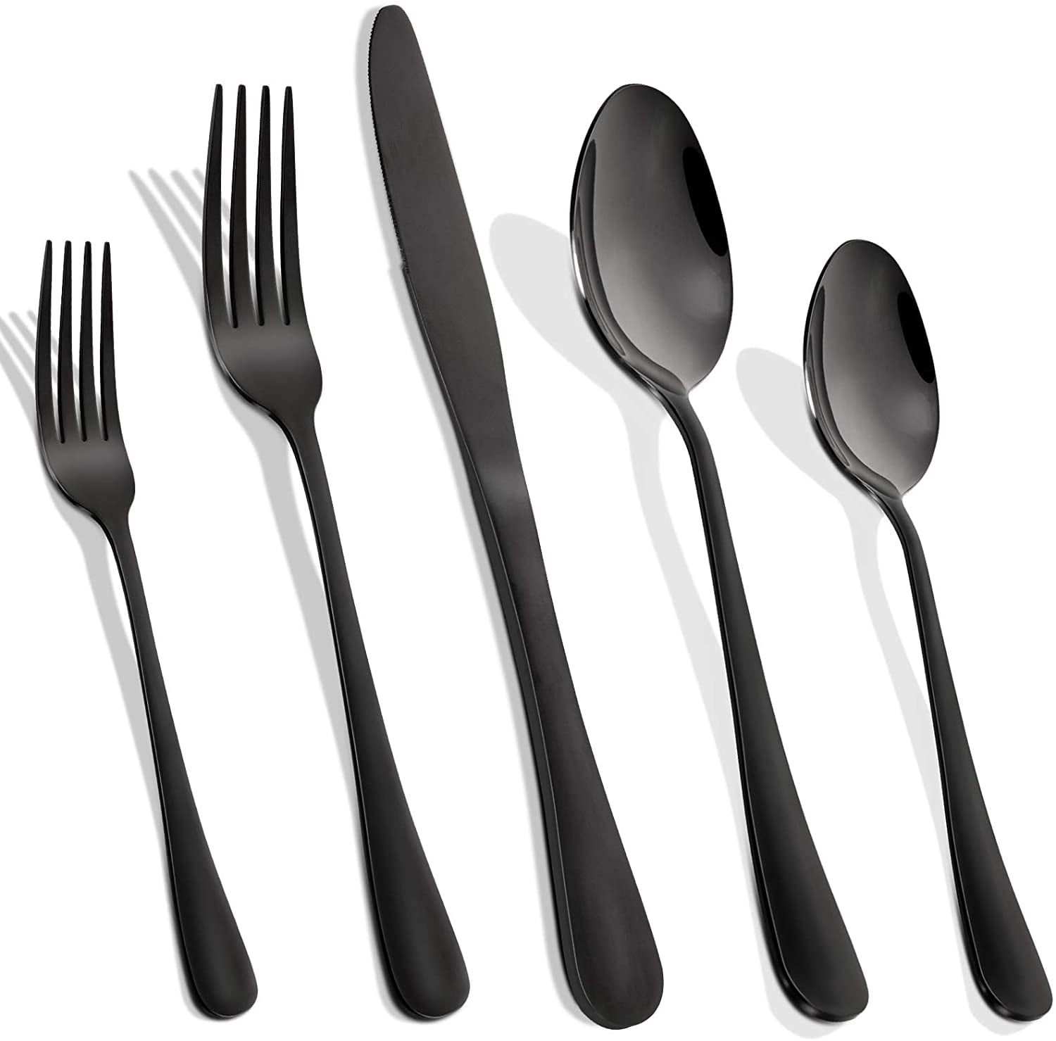 Cibeat Black Silverware Set, 20 Pcs Flatware Set, Stainless Steel ...