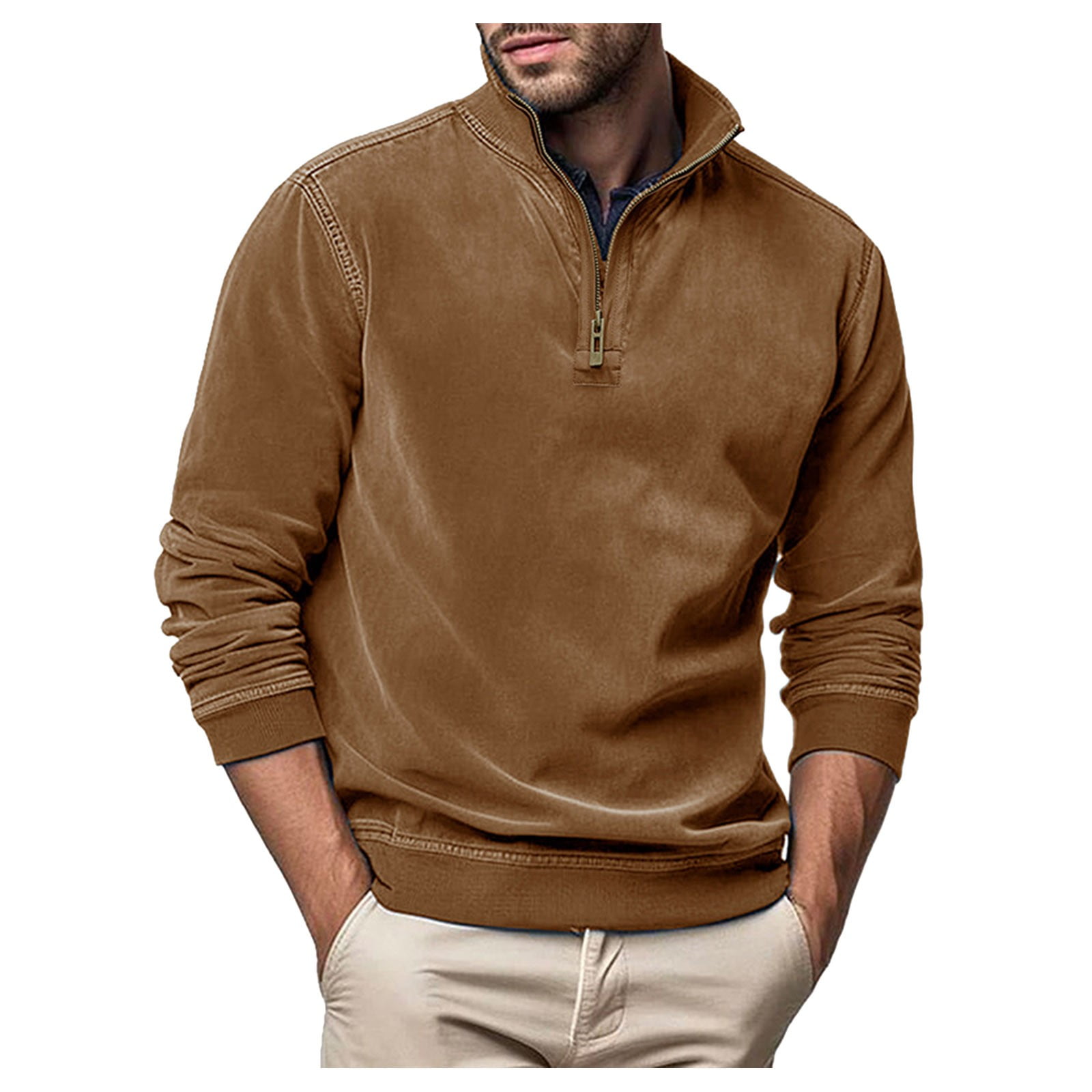 Click here for Wangmeiwg Mens Hoodless Sweatshirt Winter Warm Zip... prices