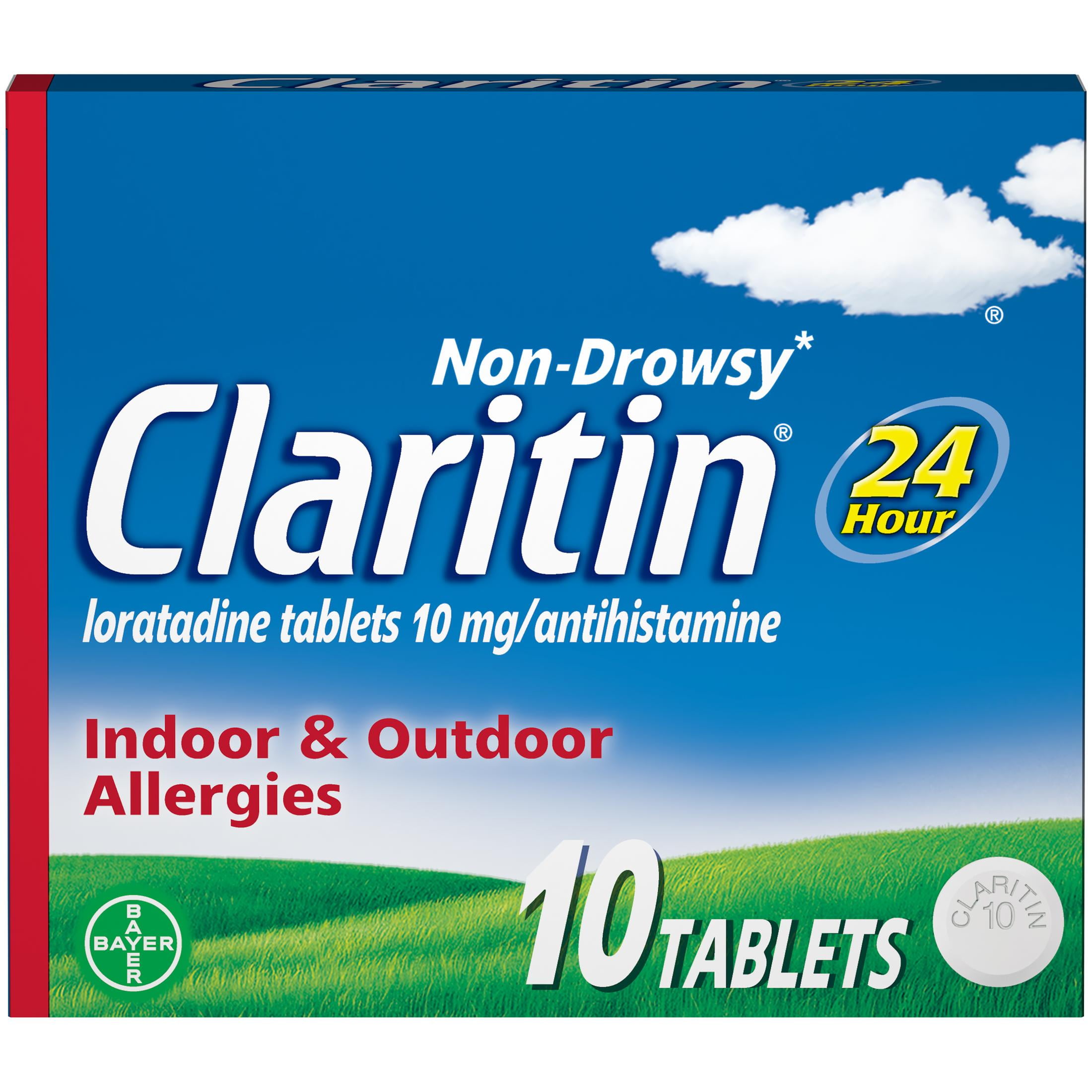 Claritin 24 Hour Non-Drowsy Allergy Medicine, Loratadine Antihistamine ...
