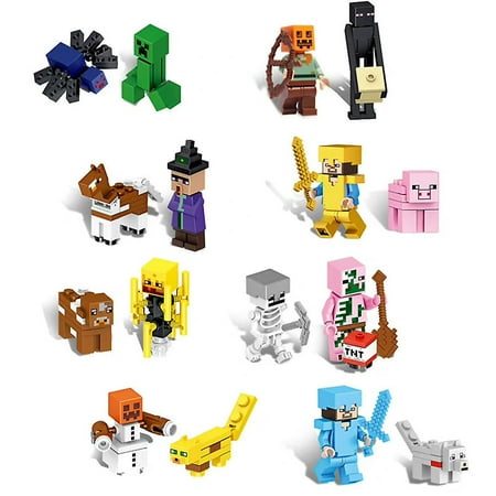 Minecraft 16 Piece Compatible With Lego Minifigure Set Puzzle Assembled ...