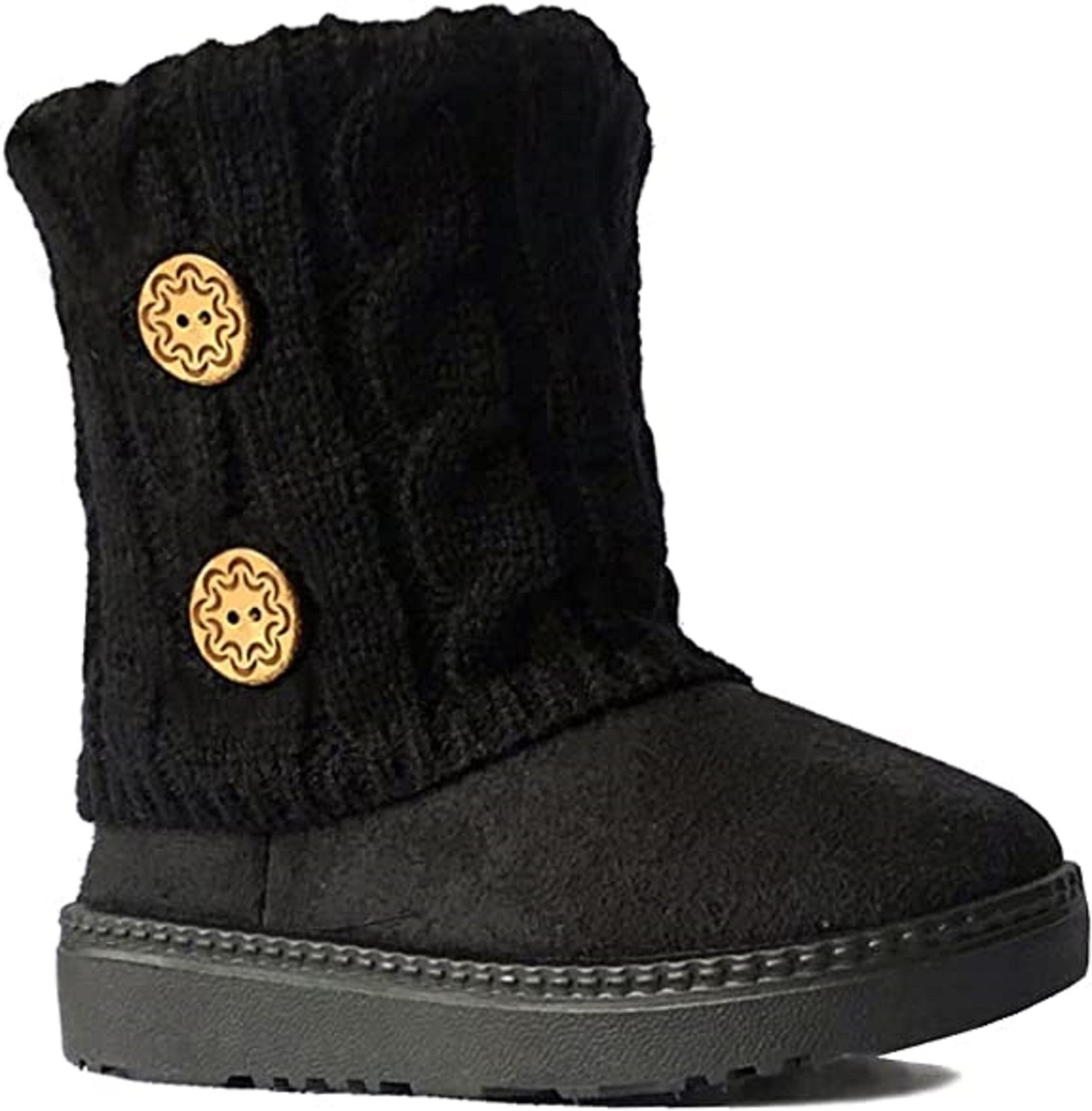 New Girls Toddlers Kids Slouch Comf Midcalf Suede Button Boots Shoes ...