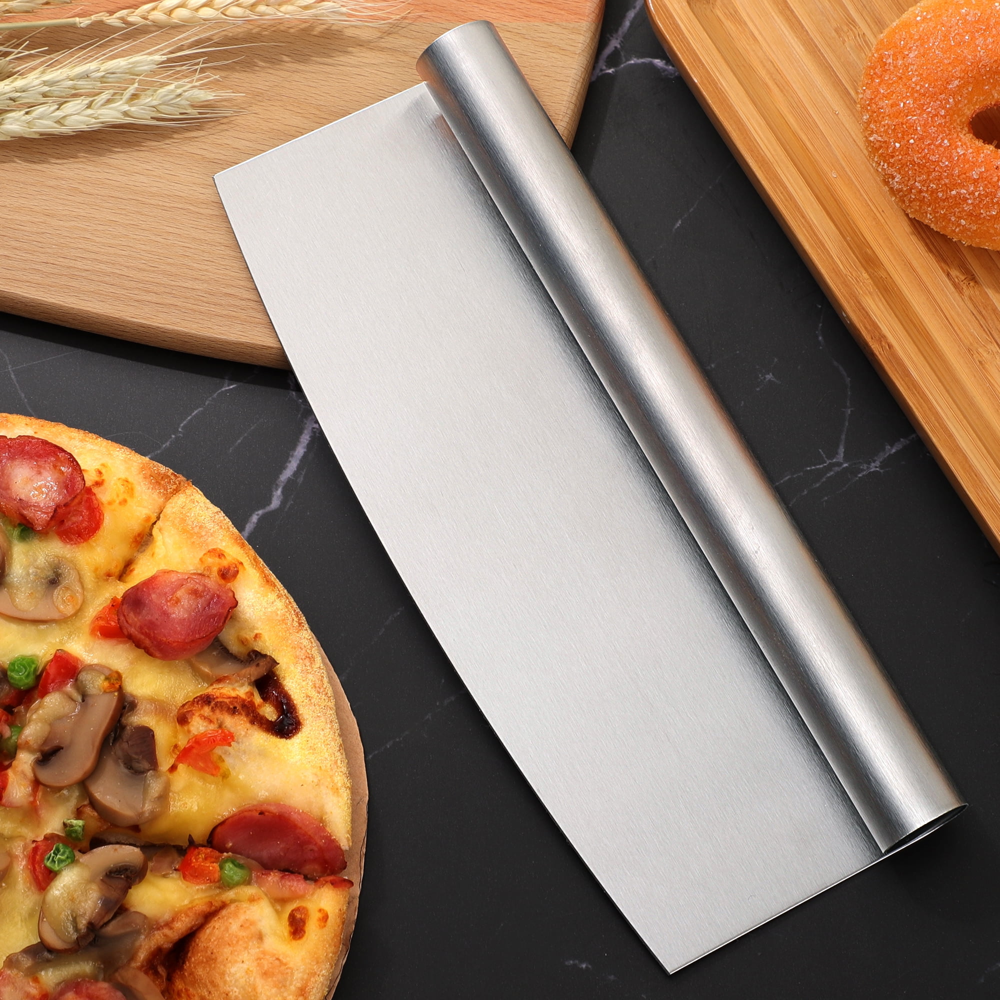 Uxcell Pizza Cutter Stainless Steel Shredder Razor for Pastry Dough 9.8 ...