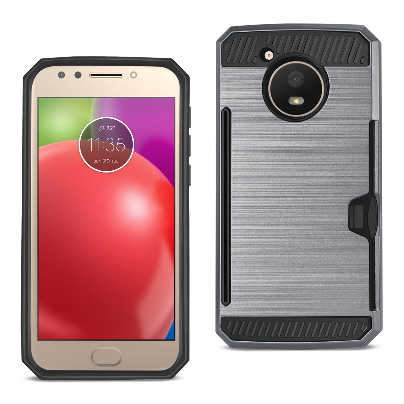 Motorola Moto E4 Active Slim Armor Hybrid Case With Card Holder In Gray ...