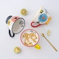 Large Floral Handpainted Ceramic Mug, Daisy Cappuccino Latte Soup Cup ...