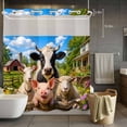Farmhouse No Hook Shower Curtain with Snap in Liner, Sheep Pig Cow Barn ...