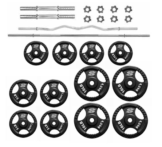 Kit De Pesas 102 Libras Barra Recta Barra Z 2 Barras Para Mancuernas y ...
