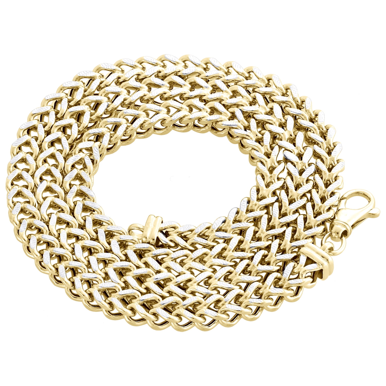 10K Yellow Gold 3D Diamond Cut Hollow Franco Box Chain 6.2mm Necklace ...