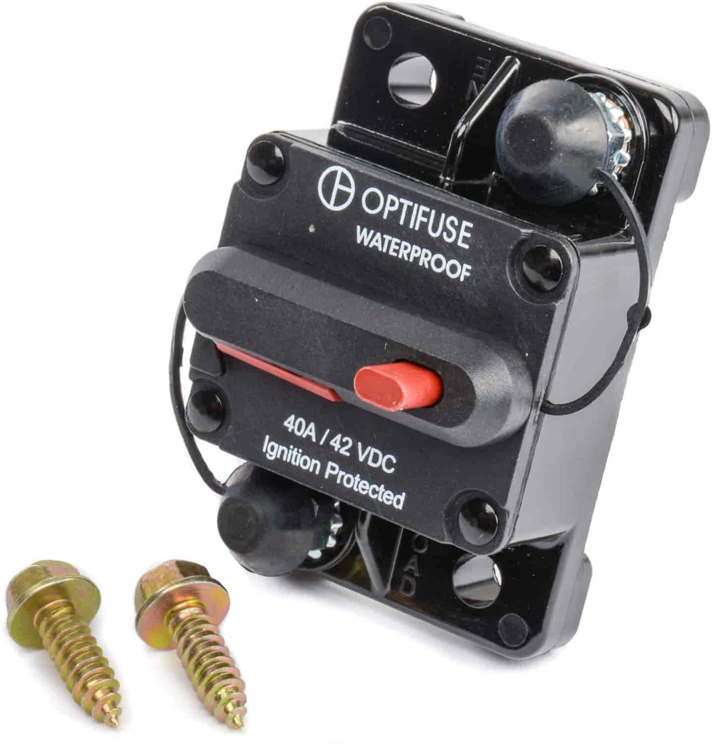 JEGS 10553 Waterproof Circuit Breaker 40 AMP 12-42 Volts Manual Reset 1 ...