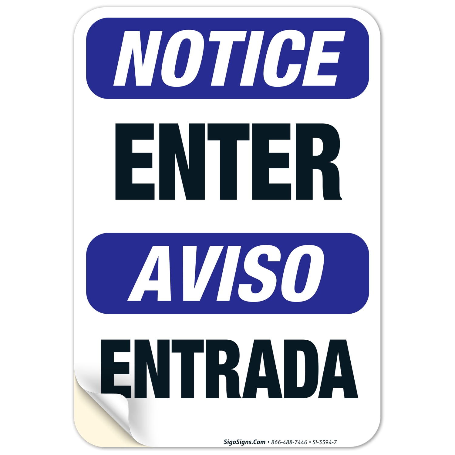 Bilingual Enter Sign , OSHA Sign, 10x7 Vinyl Sticker - Walmart.com
