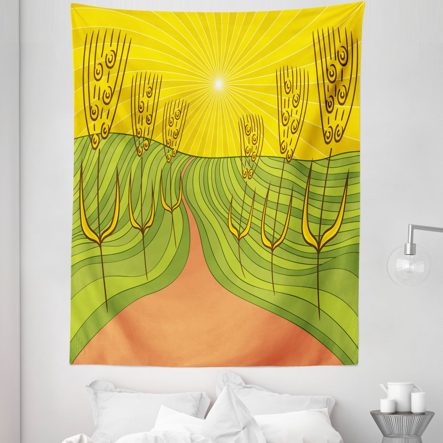 County Tapestry, Agriculture Themed Farmland with Starburst Lines and ...