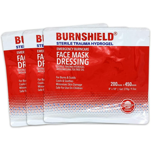 Burnshield Sterile Emergency Burn Face Mask Hydrogel Foil Sealed Foam ...