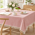 Tablecloth Striped Fringe Table Cloth Rectangular Tableclothston Linen ...