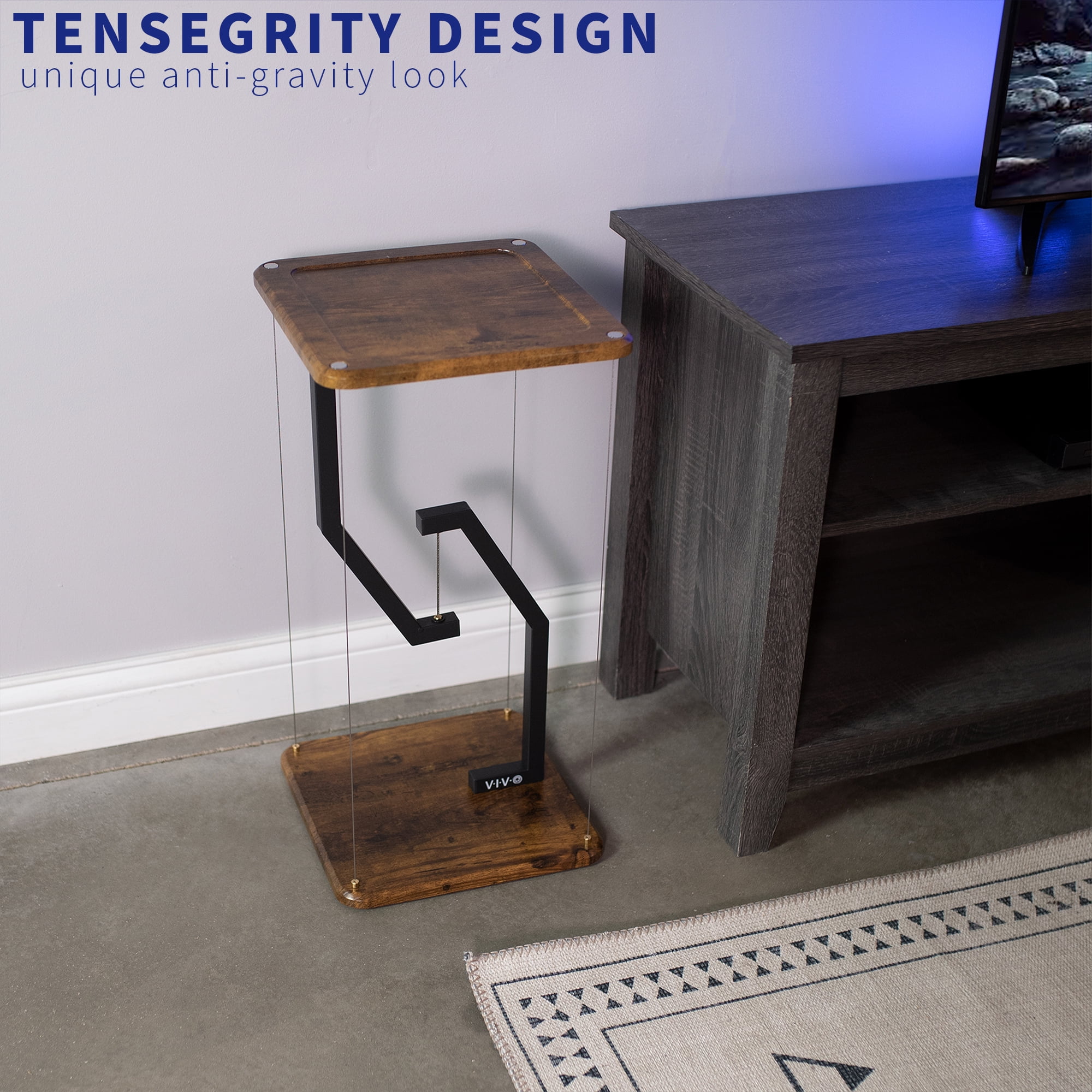 Buy VIVO Vintage Brown / Black Tensegrity Speaker Floor Stand, Floating ...