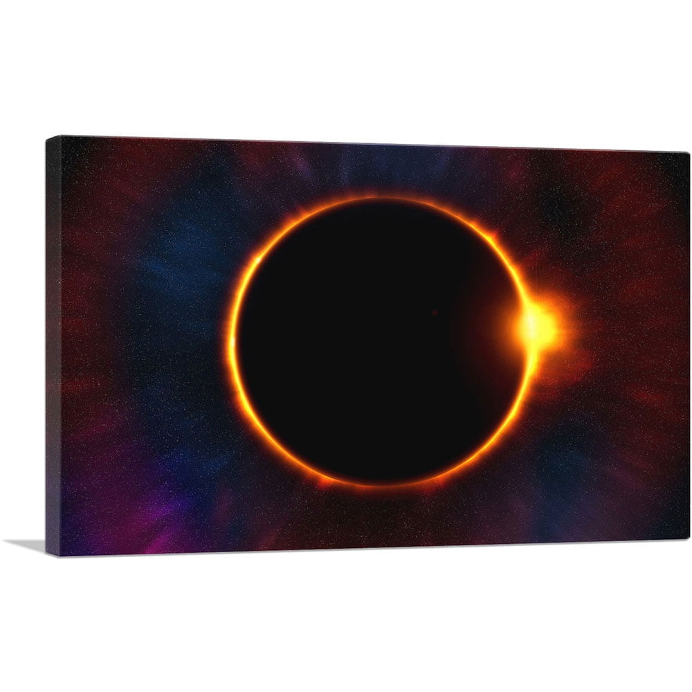 ARTCANVAS Solar Eclipse Moon Blocking Out Sun Rectangle Canvas Art ...