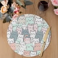 Cartoon Cat Round Placemats Set of 8, Braided Polypropylene Place Mats ...