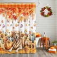 Bathroom Shower Curtain Autumn Farm Dog Orange Plaid Waterproof Shower ...