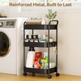 3-Tier Metal Rolling Cart, Sturdy Storage Utility Carts with Wheels ...