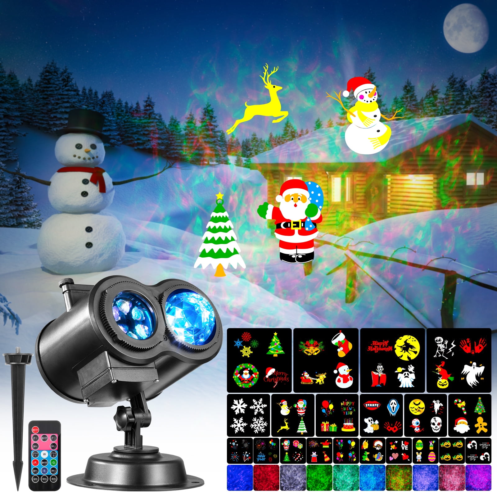 EastVita Christmas Outdoor Projector Lights Never-Fading 20 Cards ...