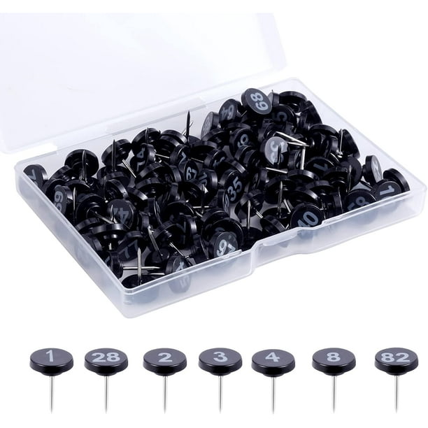 100 Piezas de Chinchetas Numeradas, Chinchetas de Plástico Negro con ...