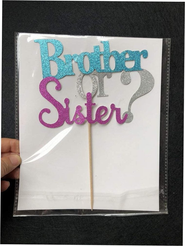 Buy Cake Toppers Glitter Brother Or Sister Cake Topper, Boy Or, Purple ...